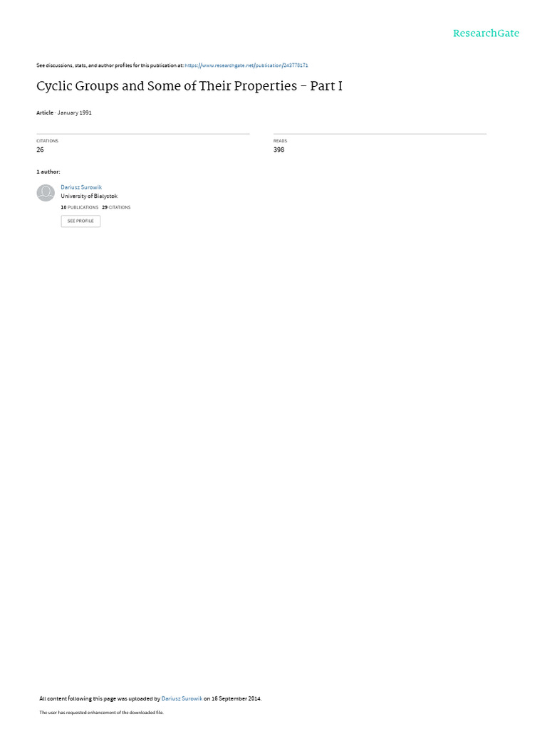 Cyclic Groups and Some of Their Properties - Part | Download Free PDF ...