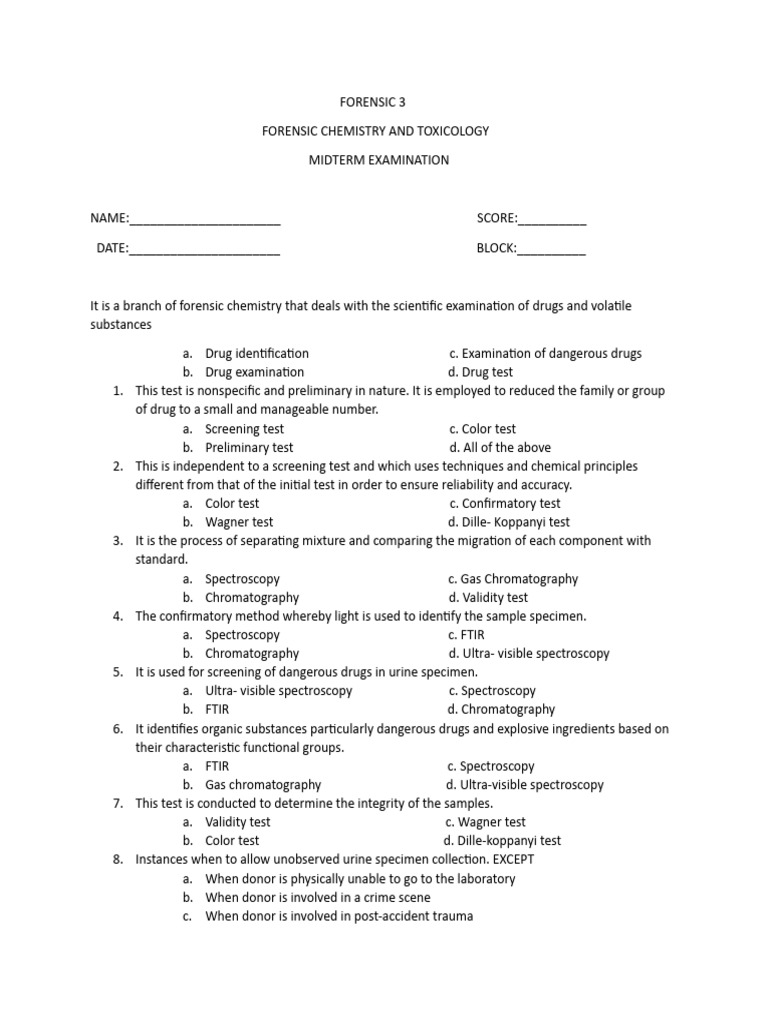Forensic 3 Midterm Examination | PDF | Gunpowder | Ballistics