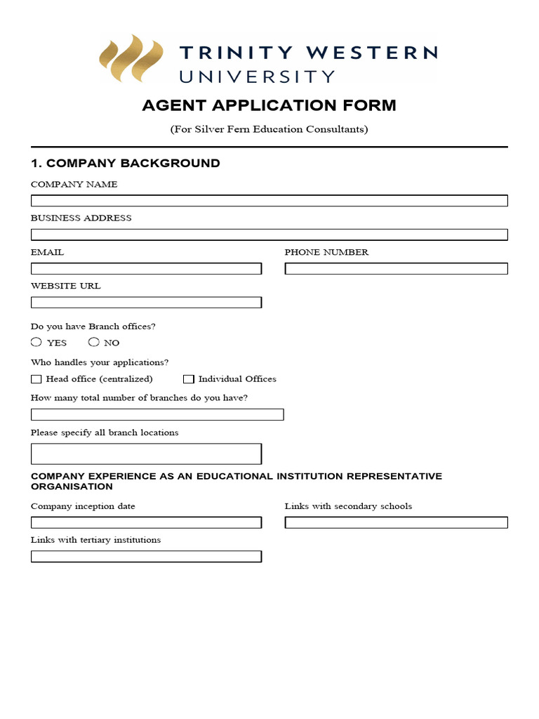 TWU - Agent Application Form Updated Oct 2023-1 | PDF | Computing