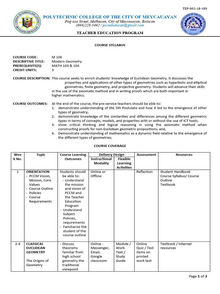 Polytechnic College of The City of Meycauayan | PDF