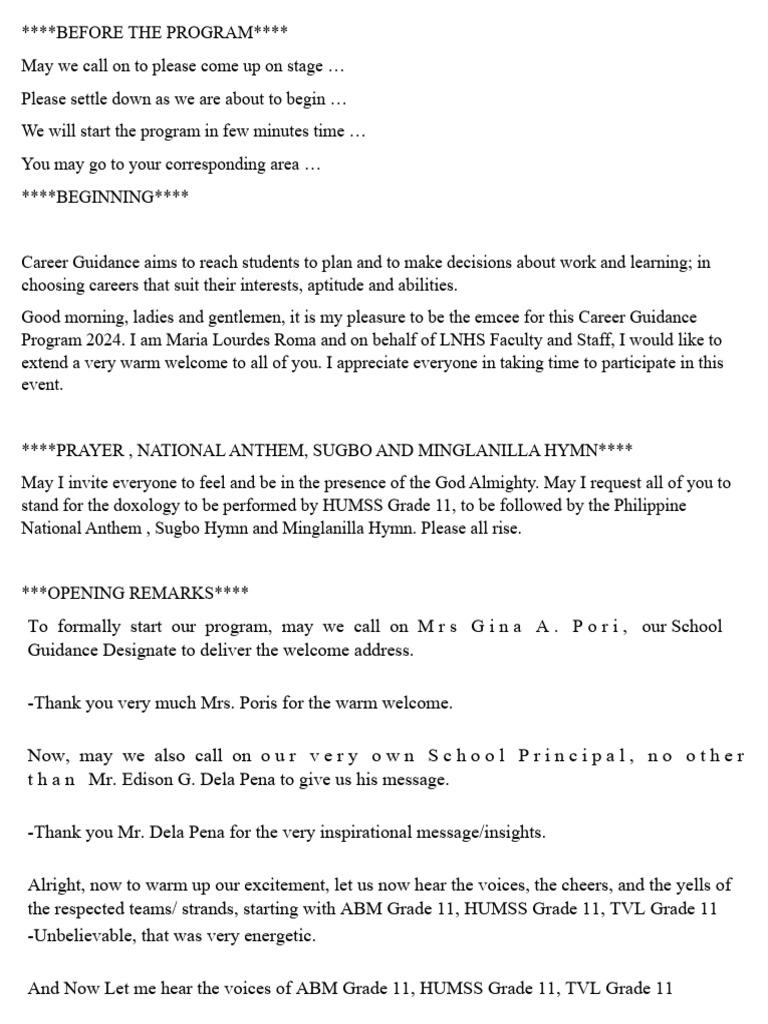 MY Emcee Script CGP 2024 | PDF