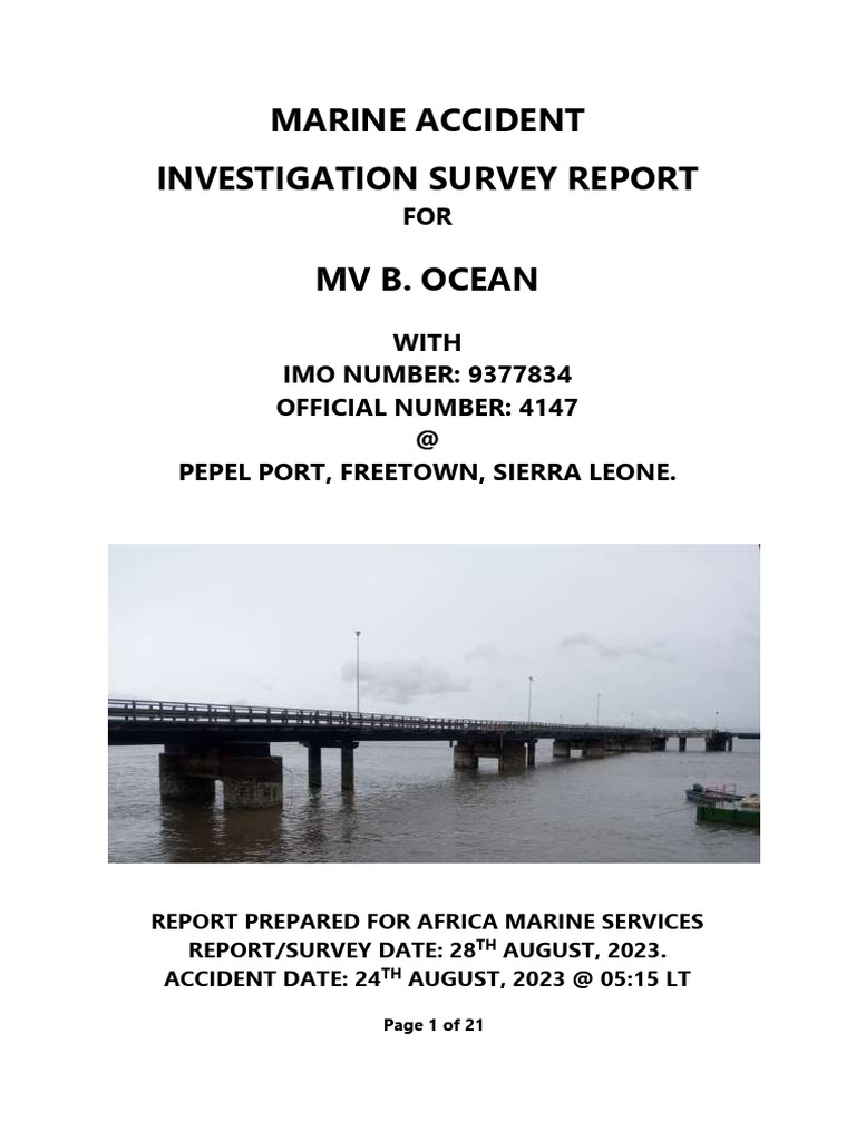 MV B. OCEAN - Accident Survey Report August 2023 | PDF | Ships | Shipping