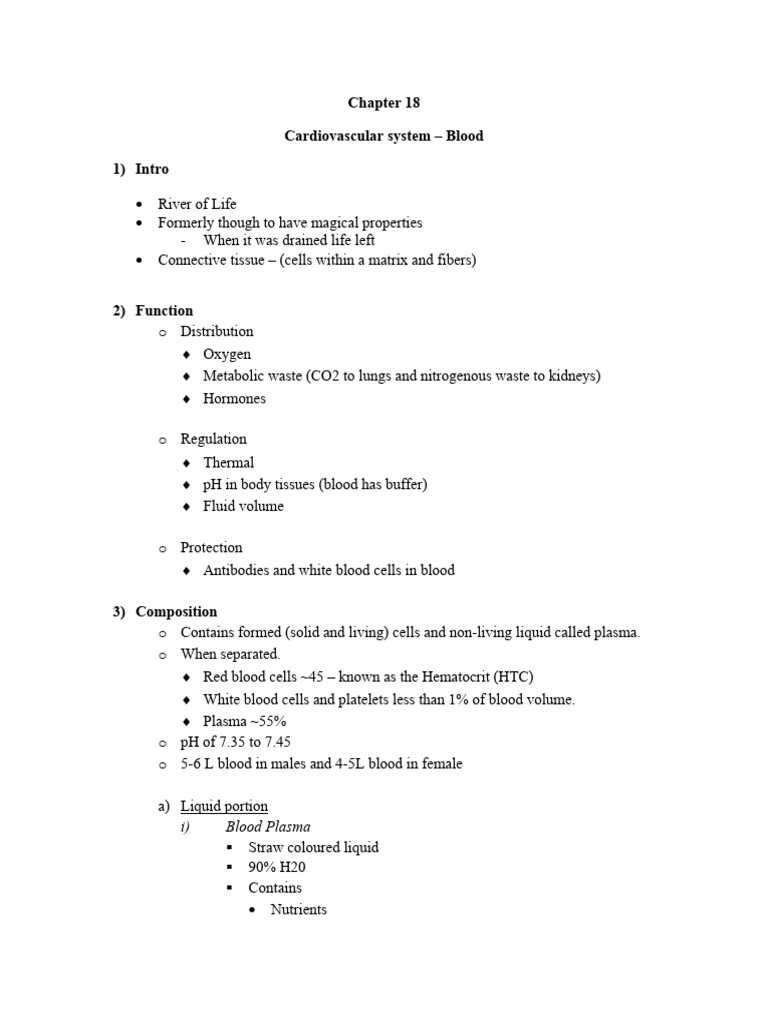 Week 1 Blood Student Notes 1 | Download Free PDF | White Blood Cell ...