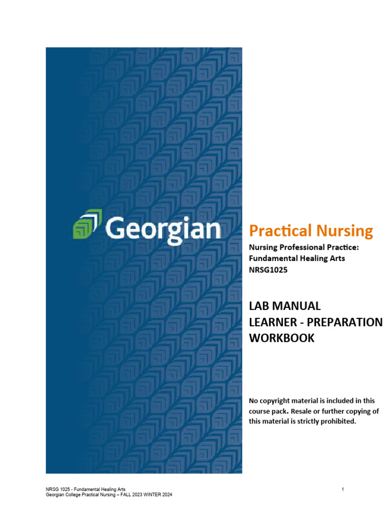 NRSG1025 Fundamental Healing Arts Lab Manual Learner Prep Workbook ...