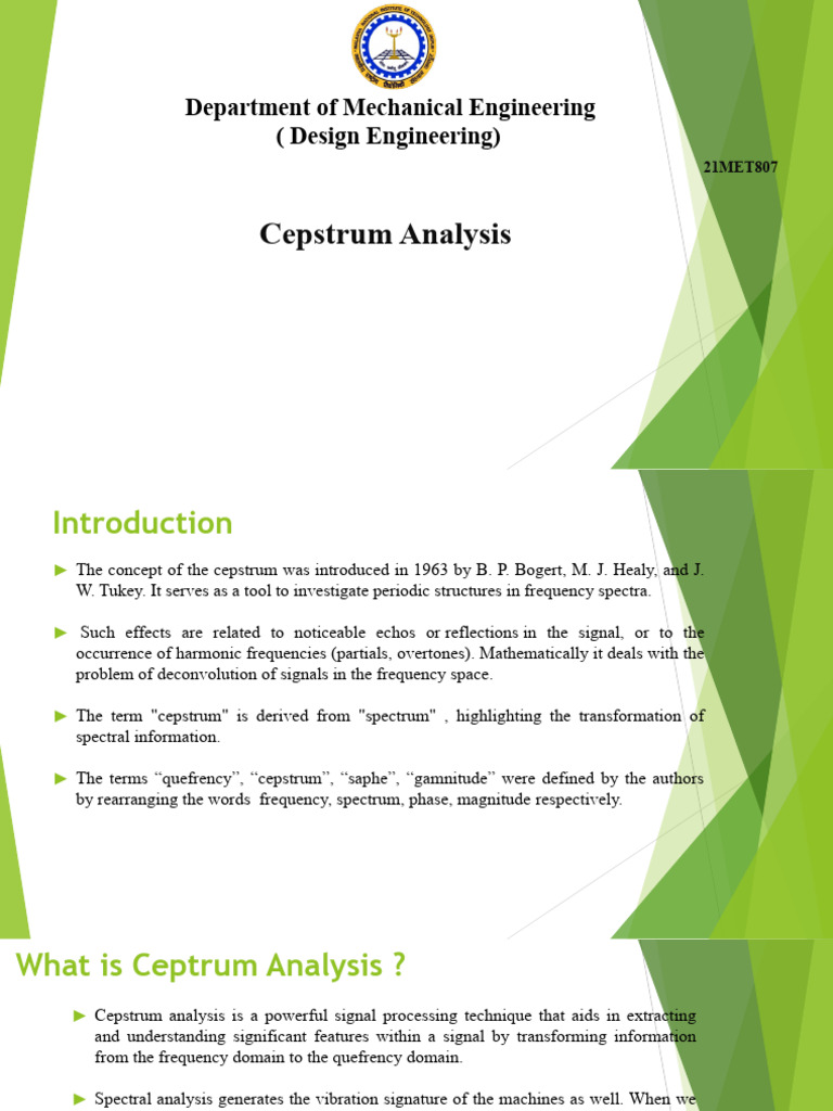 cepstrum analysis ppt | PDF | Applied Mathematics | Signal Processing