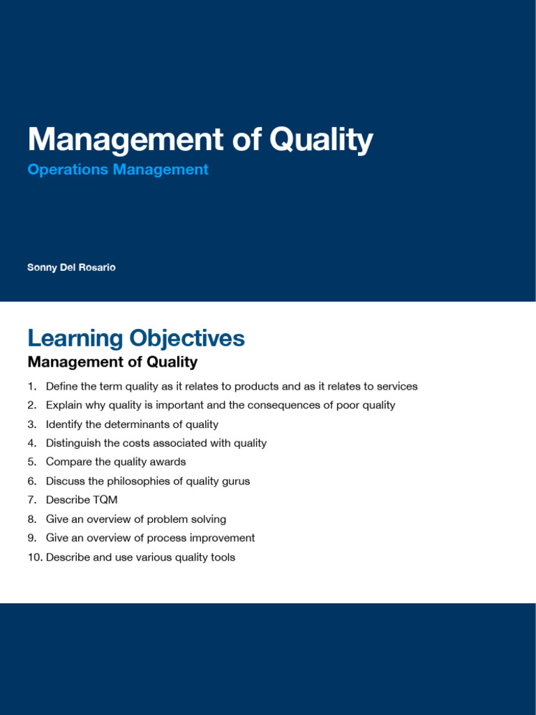 6 - Management of Quality | PDF | Six Sigma | Business