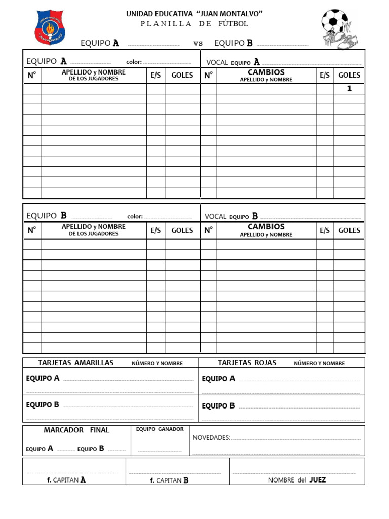 Planilla FÚTBOL | PDF
