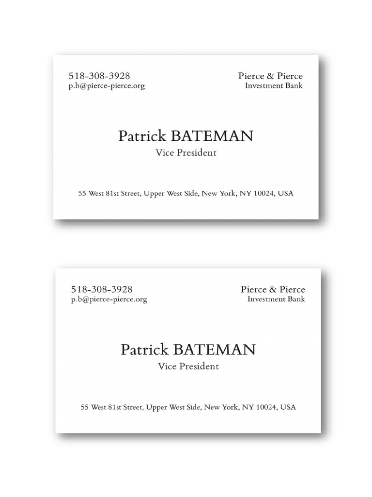 Patrick Bateman Card | PDF