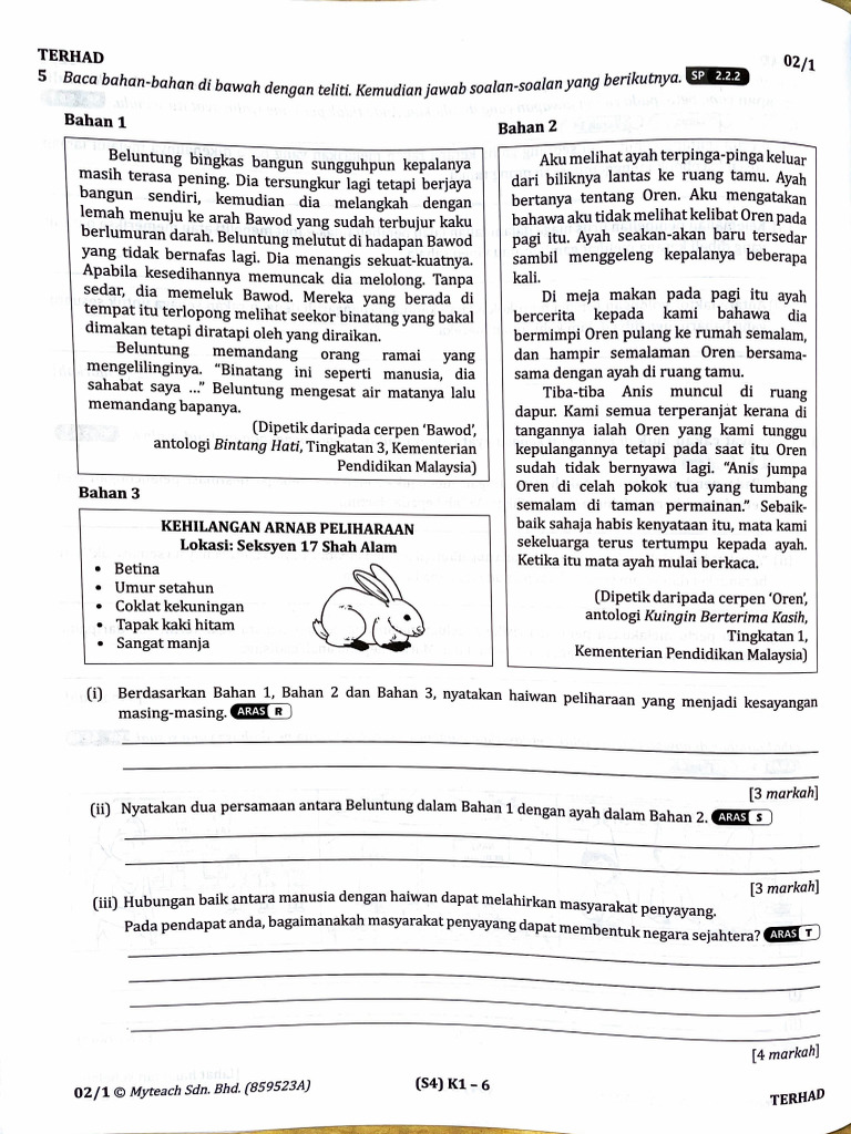 Latihan Cerpen Bawod T3 | PDF