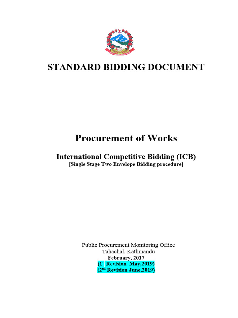 SBD For Procurement - of - Works - ICB - Two Envelope June-2019 | PDF ...