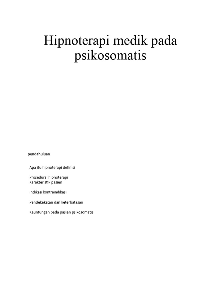 Hipnoterapi Medik Pada Psikosomatis | PDF | Pengembangan Diri ...