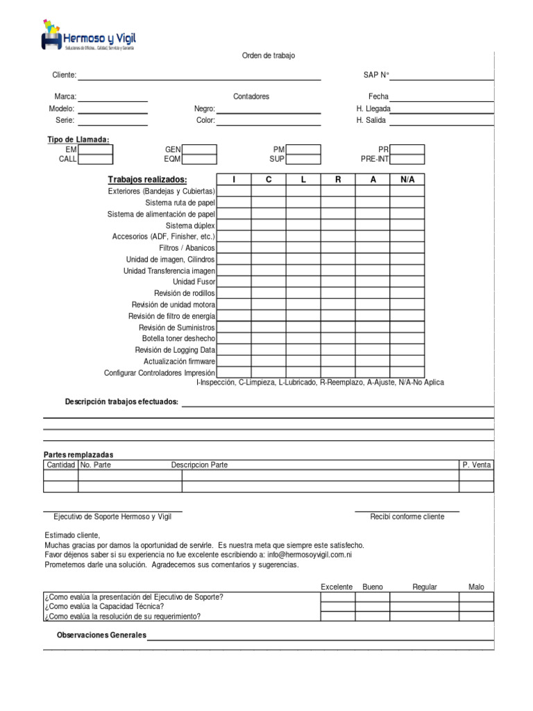 Check List Orden de Trabajo | PDF | Informática