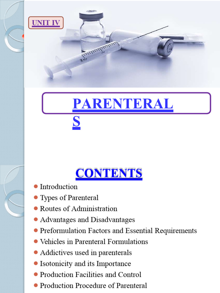 PARENTRALS | PDF | Sterilization (Microbiology) | Pharmaceutical ...