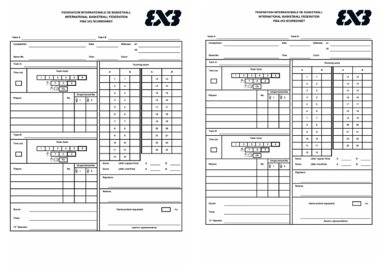 3X3 Scoresheets | PDF