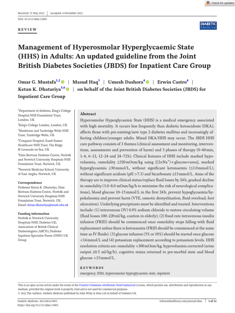 Diabetic Medicine - 2022 - Mustafa - Management of Hyperosmolar ...