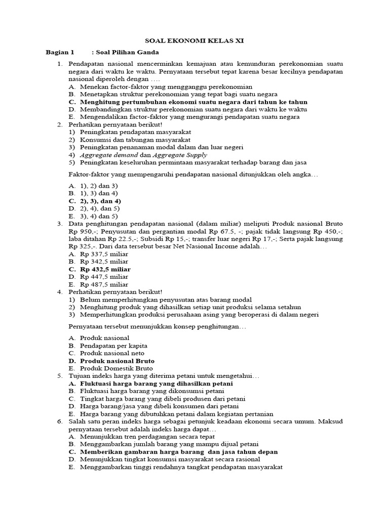 Soal Ekonomi Kelas Xi | PDF | Pengelolaan Keuangan & Uang