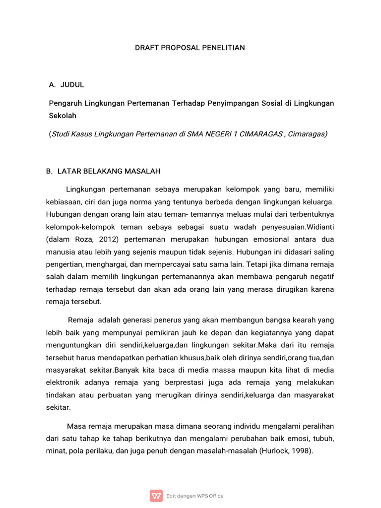 Draft Proposal Penelitian | PDF