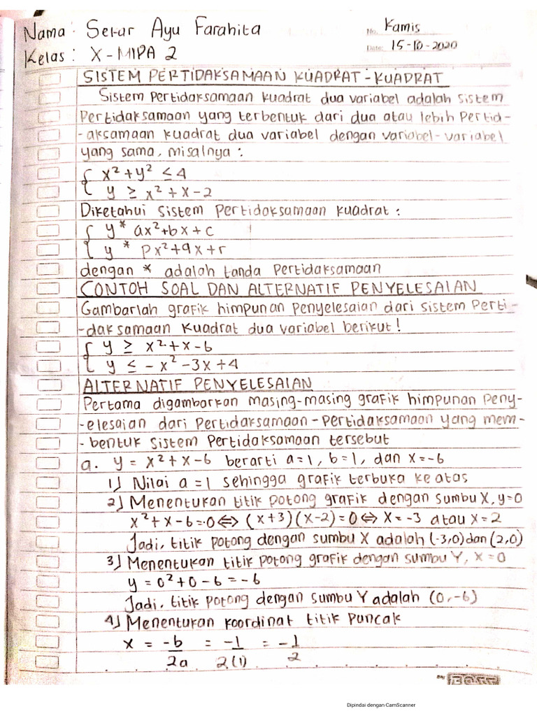 Pertidaksamaankuadratduavariabel Digabungkan | PDF