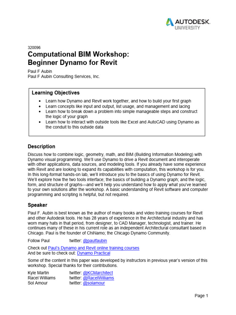 Aubin HAND 2019 AU Basic Dynamo Workshop | Download Free PDF | Autodesk Revit | Parameter ...