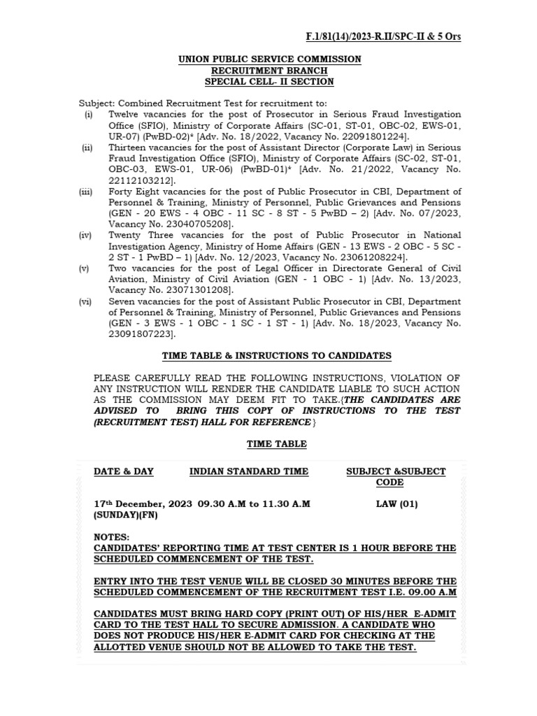 Upsc Instructions | PDF