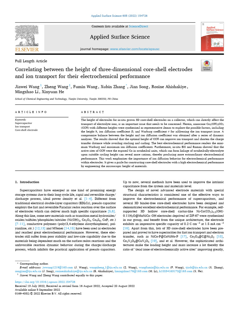 Applied Surface Science Journal | PDF | Electrochemistry | Materials