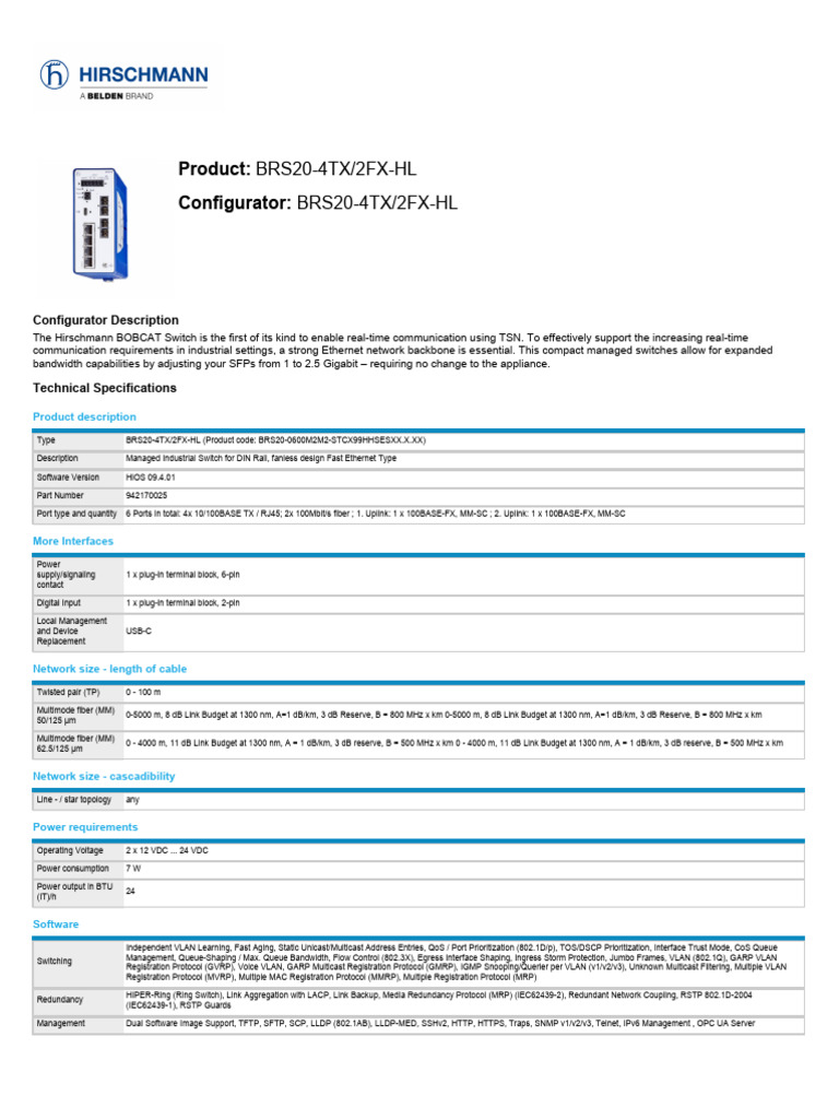 BRS20 4TX2FX HL - Techdata | PDF