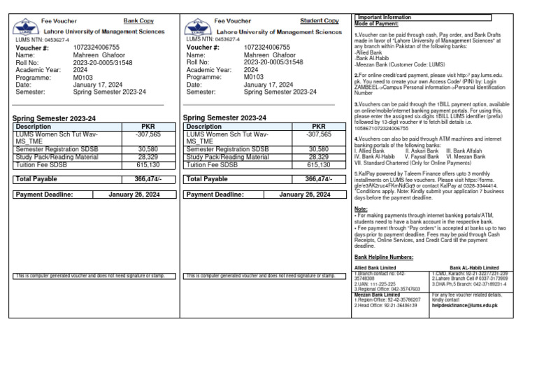 Fee challan | PDF | Payments | Banks