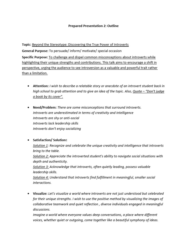 P2 Outline Template | PDF | Extraversion And Introversion | Leadership