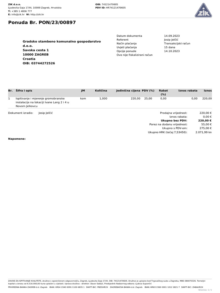 Ponuda 23-00897 GSKG Ivane Lang 2-4 Gromobran - ZIK | PDF