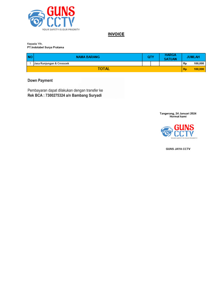 Invoice Jasa Kunjungan PT. Indolabel | PDF