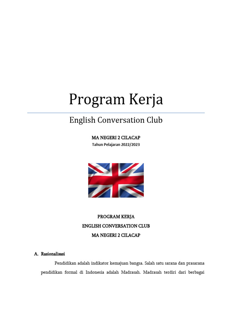 Program Kerja English Club | PDF