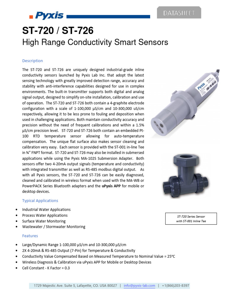ST-720/726 High Range Conductivity Sensors | PDF | Sensor | Calibration