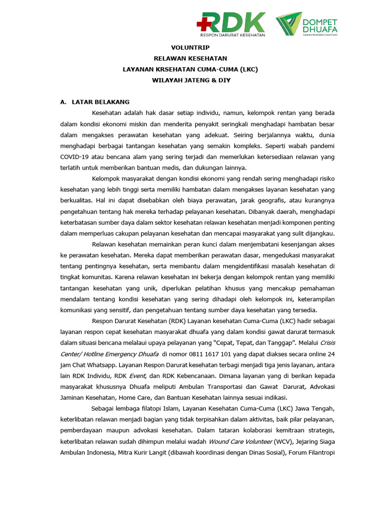 ToR Volunteer Camp Rekan RDK LKC JATENG-DIY | PDF | Pengembangan Diri