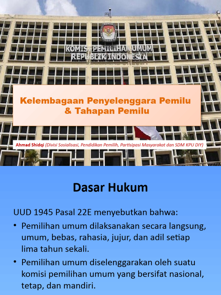 Penyelenggara Pemilu Dan Tahapan Pemilu | PDF