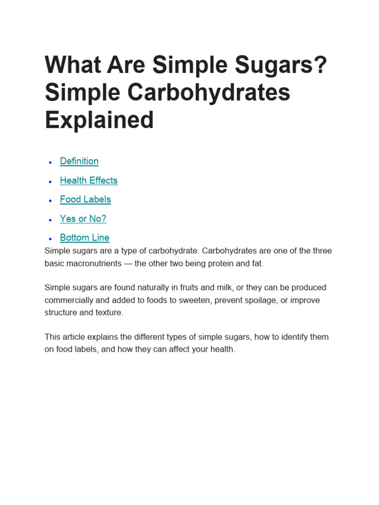 What Are Simple Sugars | Download Free PDF | Sucrose | Fructose