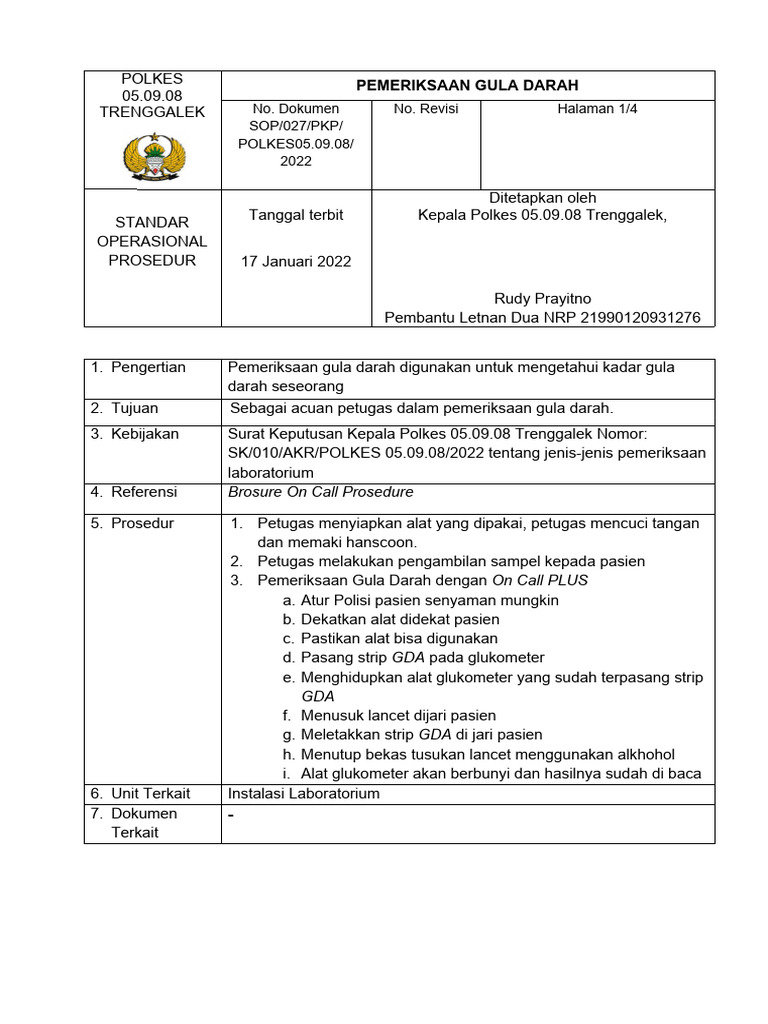 Sop Pemeriksaan Gda Stik | PDF