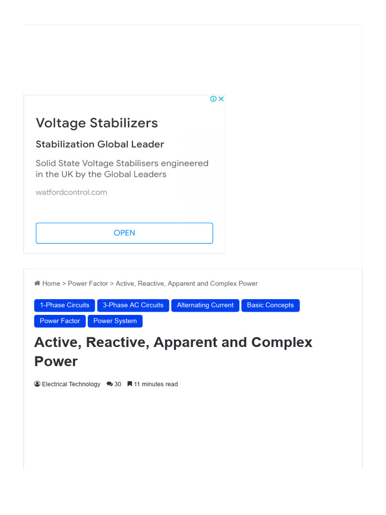 Active, Reactive, Apparent and Complex Power | PDF | Ac Power | Electric Power