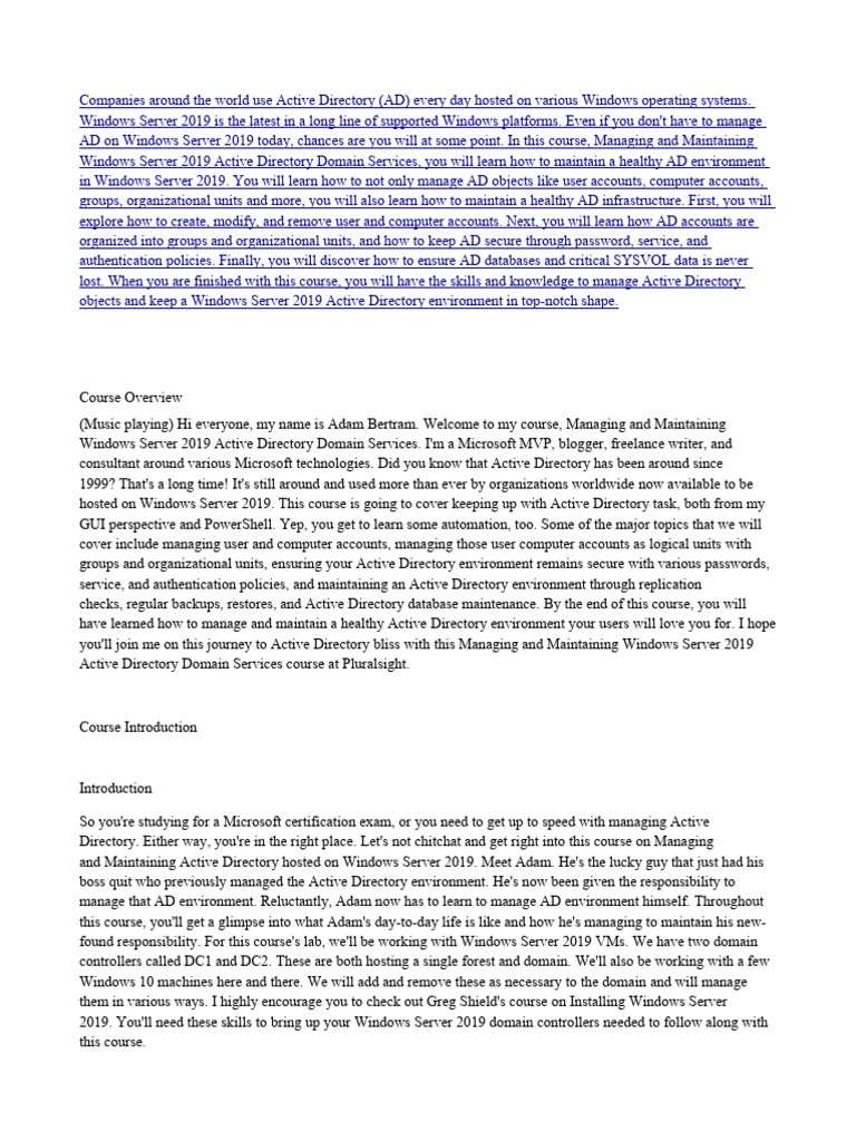 Transcript | PDF | Active Directory | Microsoft Windows