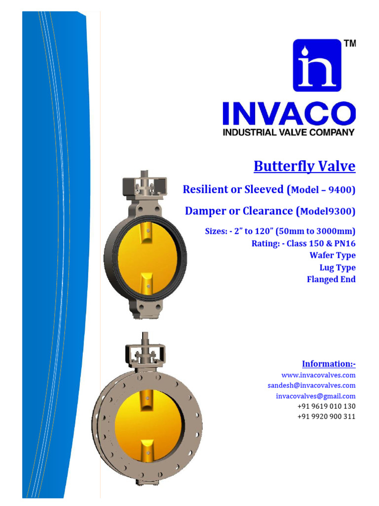 INVACO Butterfly Valve Catalog | PDF | Valve | Screw