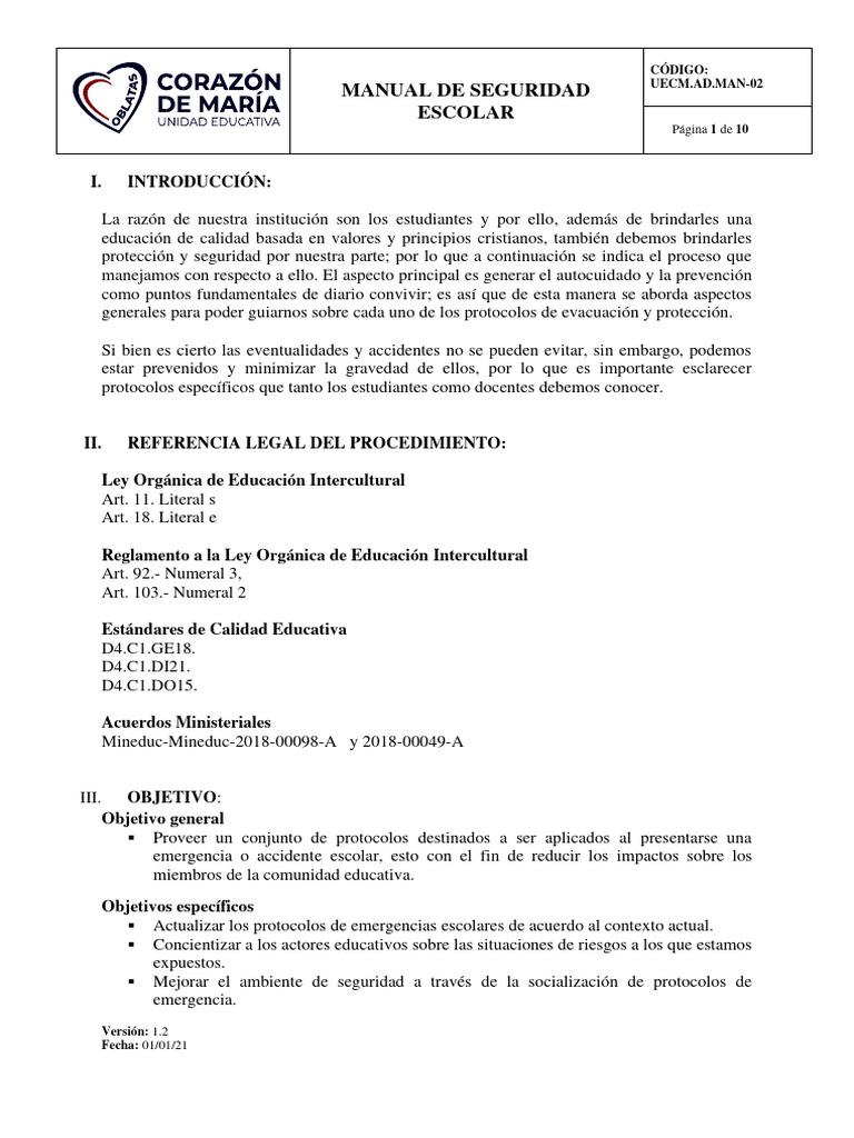Manual De Seguridad Escolar Pdf