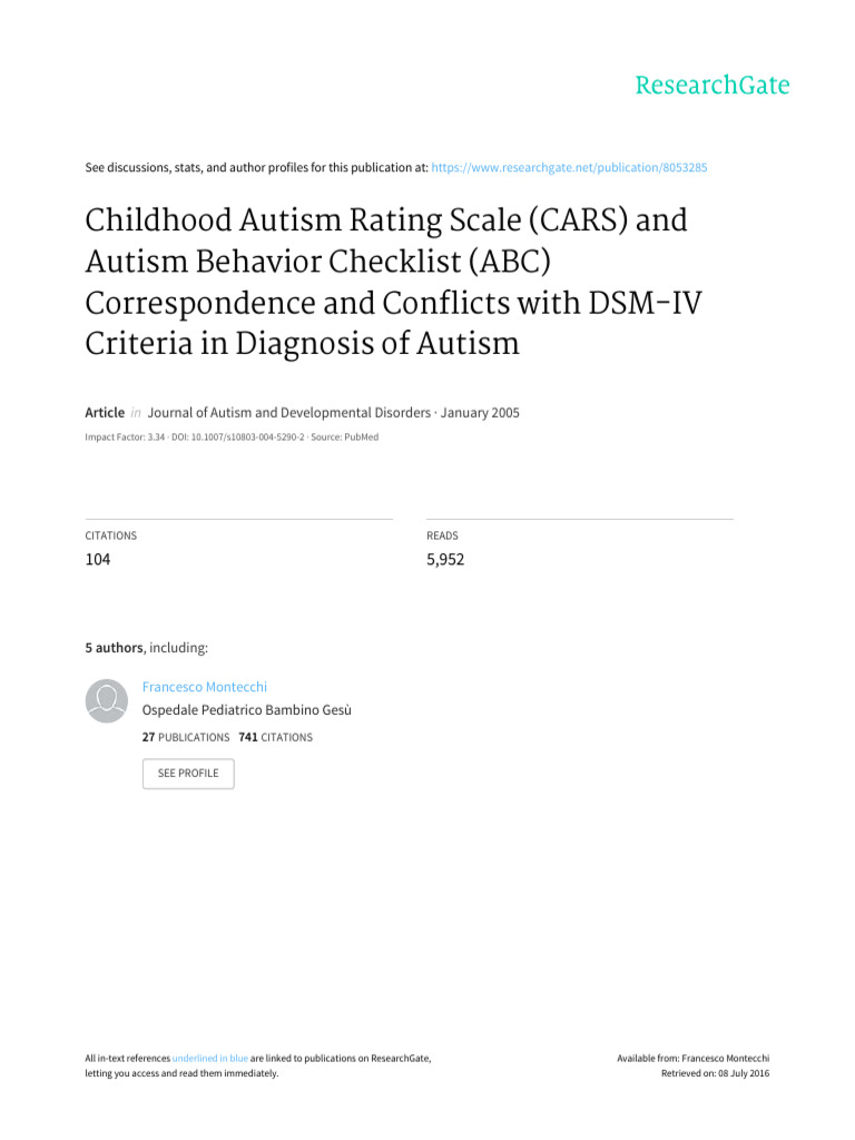 Childhood_Autism_Rating_Scale_CARS_and_A | PDF