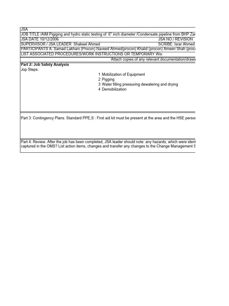 Jsa - Pigging Hydrostatic | PDF
