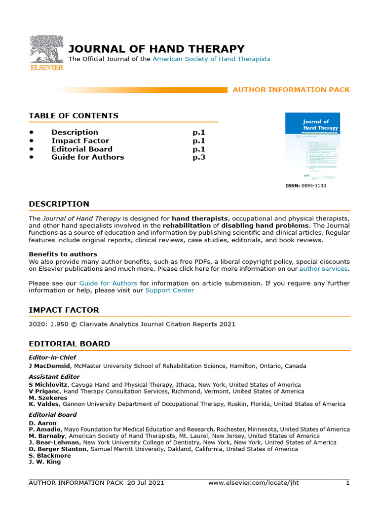 Journal of Hand Therapy | PDF | Open Access | Citation