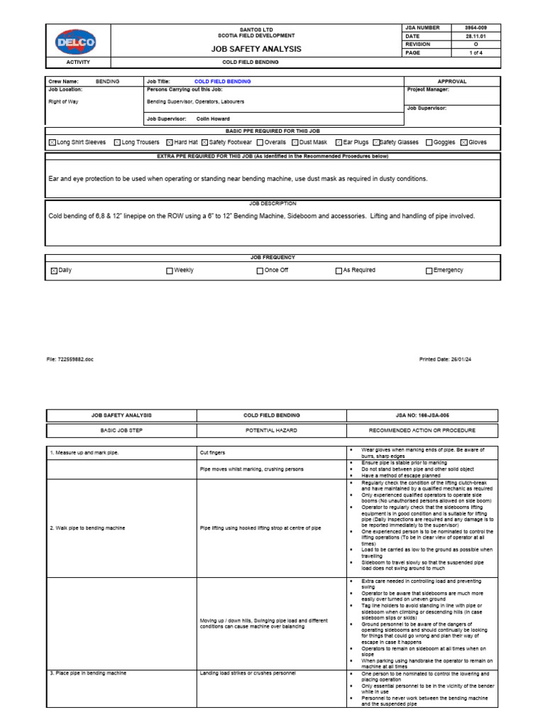 Safety Guide for Pipe Bending Crew | PDF | Personal Protective Equipment | Occupational Safety ...