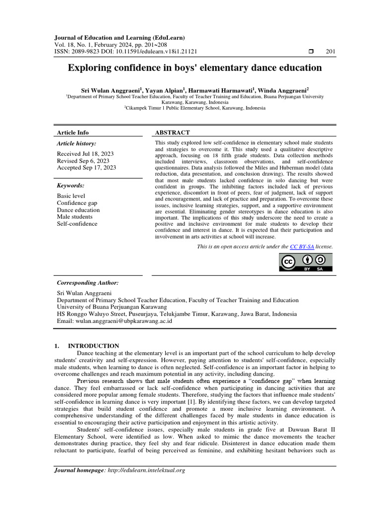 Exploring confidence in boys' elementary dance education | PDF | Self ...