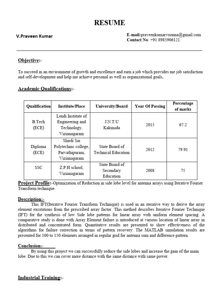 Resume 1 | PDF