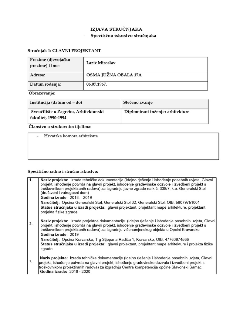 Izjava Stručnjaka | PDF