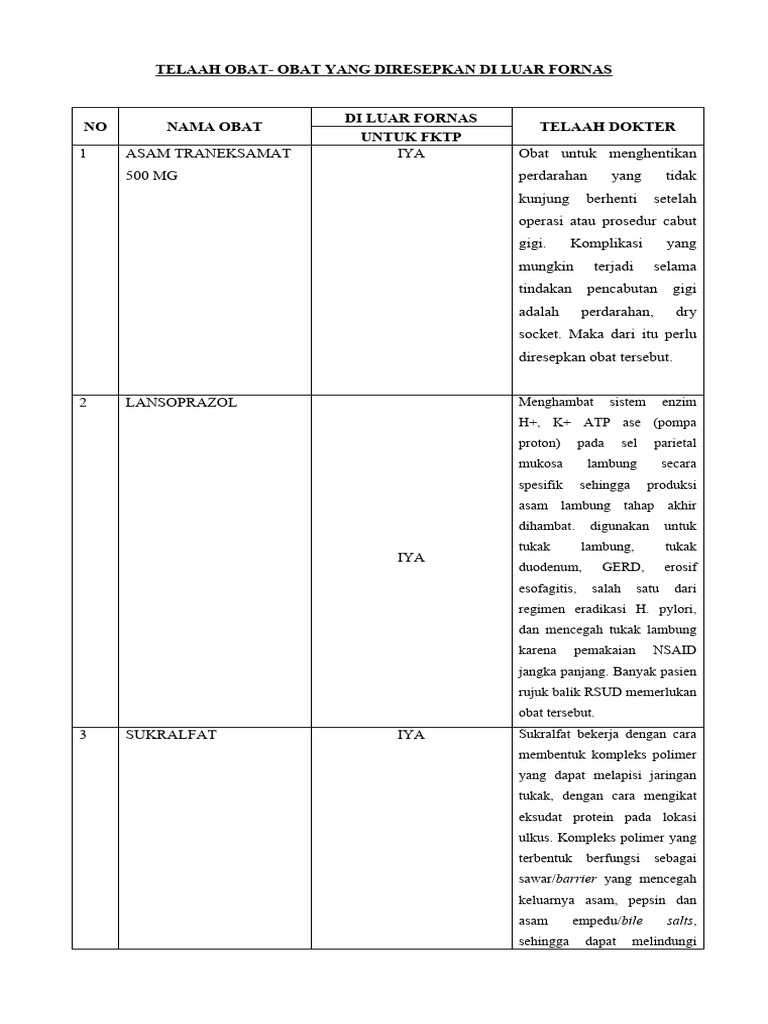 Telaah Obat Yang Diresepkan Tapi Di Luar Fornas | PDF