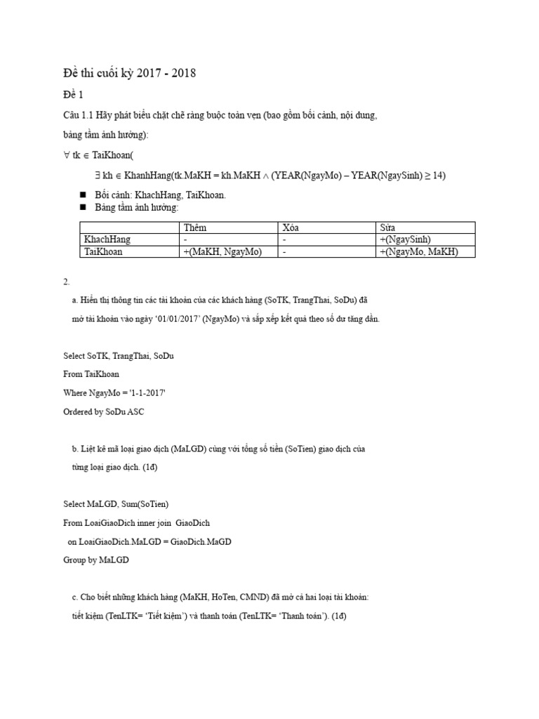 On Tap Ngon Ngu SQL | PDF