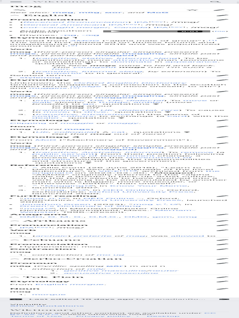 Mog - Wiktionary, The Free Dictionary | PDF | Grammatical Gender | Verb